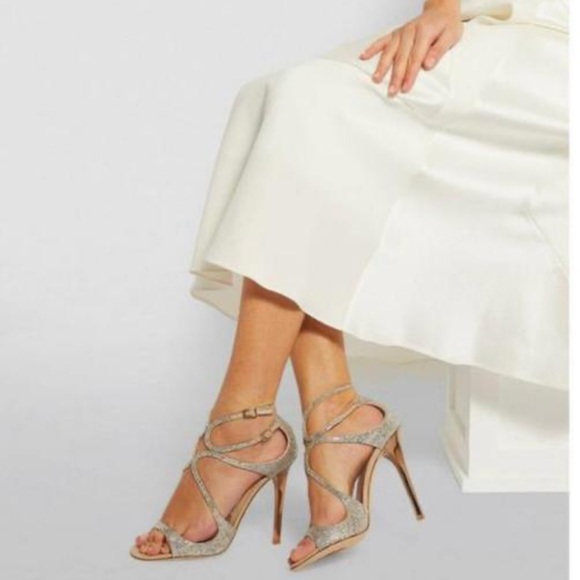 Jimmy Choo | Shoes | Gold Platinum Ice Lang 0 Glitter Heeled ...